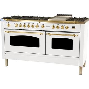 Hallman HDFR60BSWTLP 60 Inch White Dual Fuel Freestanding Range, in White