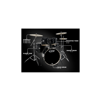 PDP Mainstage 5-Piece Drum Set with Zildjian Cymbals Black Metallic ...